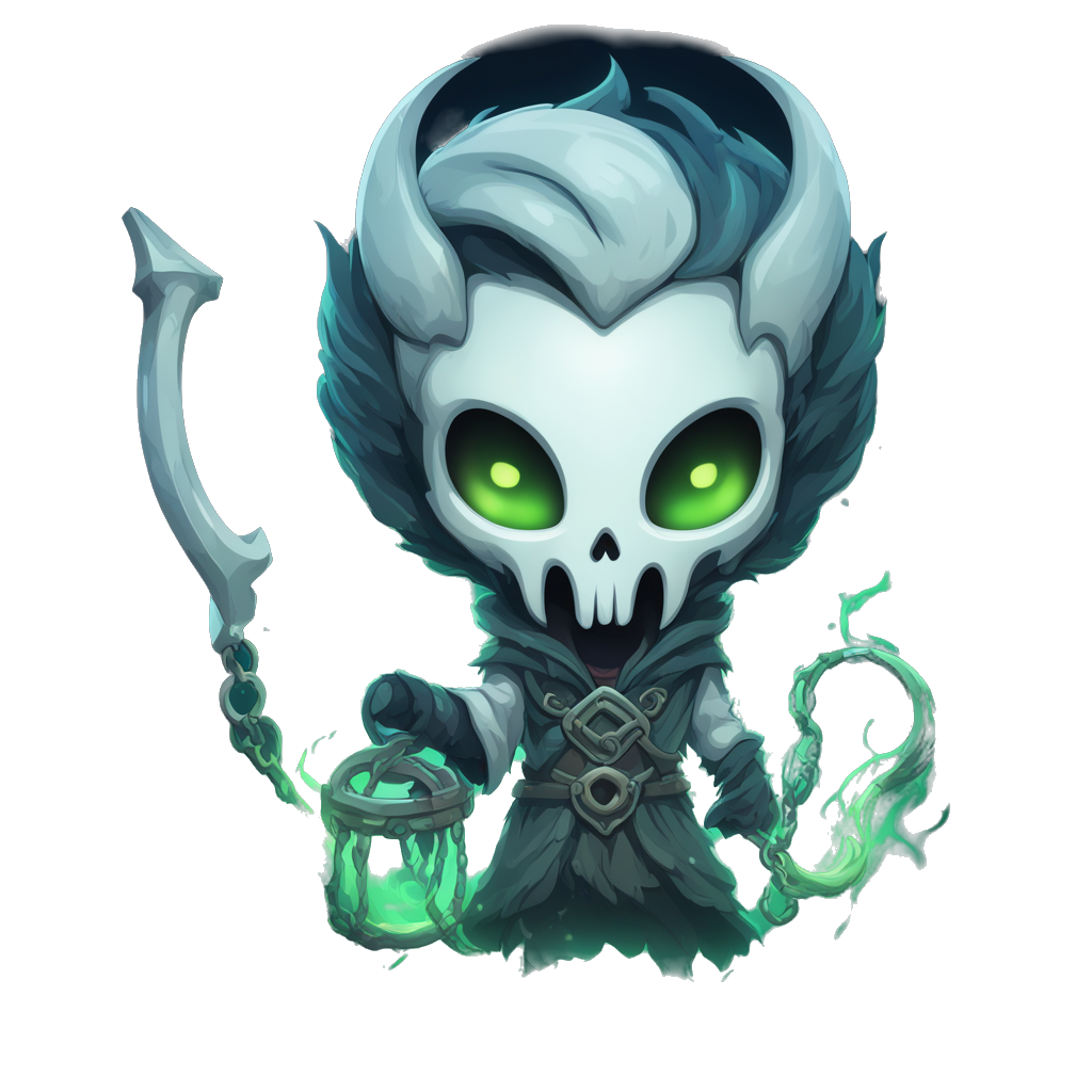 a chained spectral entity, with glowing eyes and a haunting mist form ...